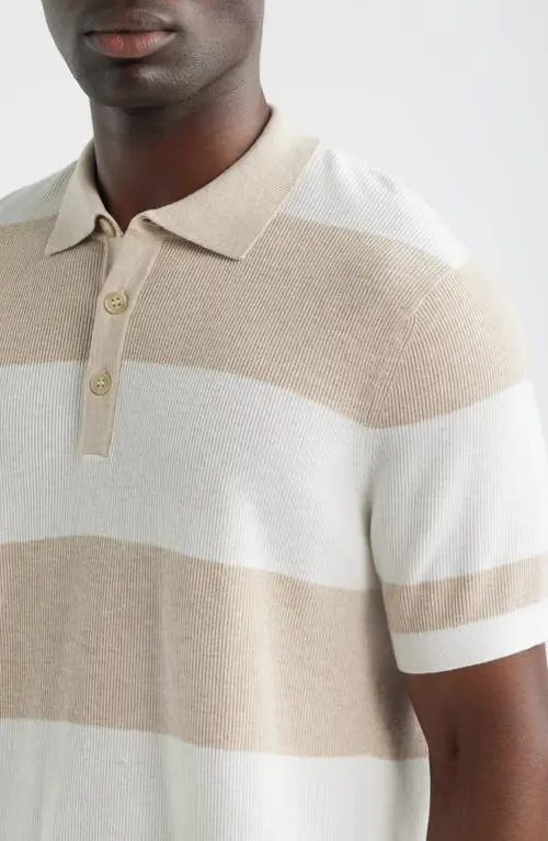 Scott Barber Stripe Rib Polo Sweater