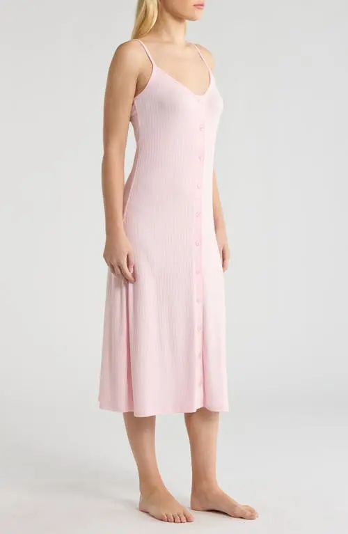 French Connection Rib Button Front Nightgown - Icy Pink