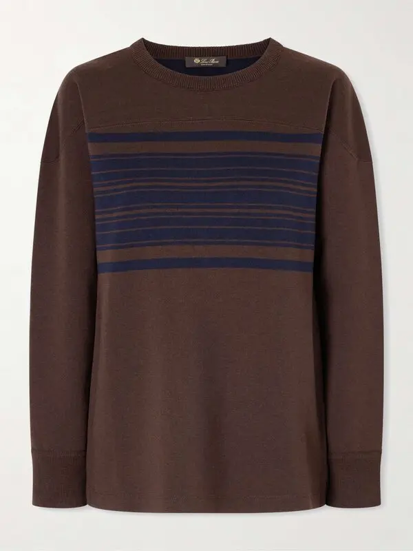 Loro Piana Winterdale Striped Wool And Cashmere-blend Sweater - Brown