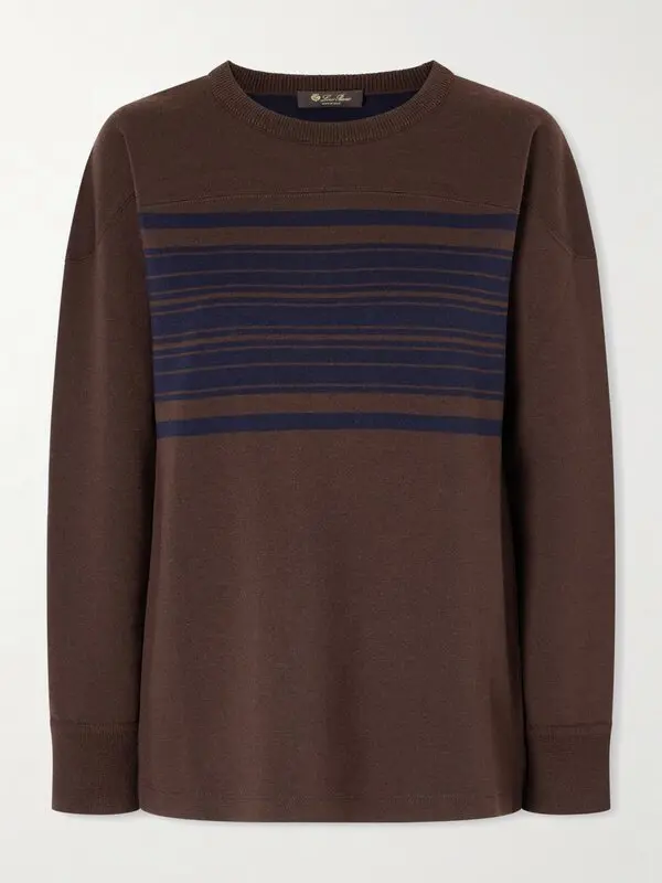 Loro Piana Winterdale Striped Wool And Cashmere-blend Sweater - Brown