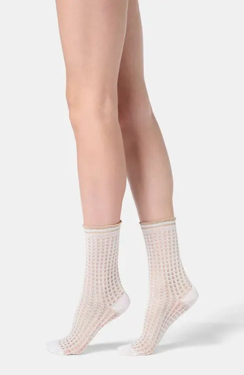 Oroblu Cotton-blend Open-knit Crew Socks - White