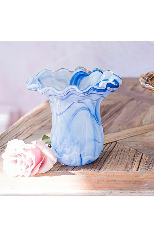 VIETRI Onda Cobalt Glass Small Tulip Vase - Blue