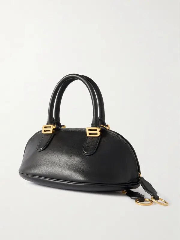 Balenciaga Bolero Embellished Leather Shoulder Bag - Black