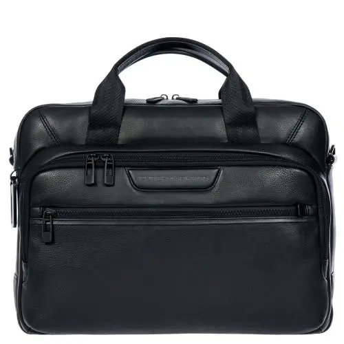 Porsche Design By Bric's Roadster Leather Evo Briefcase - Black