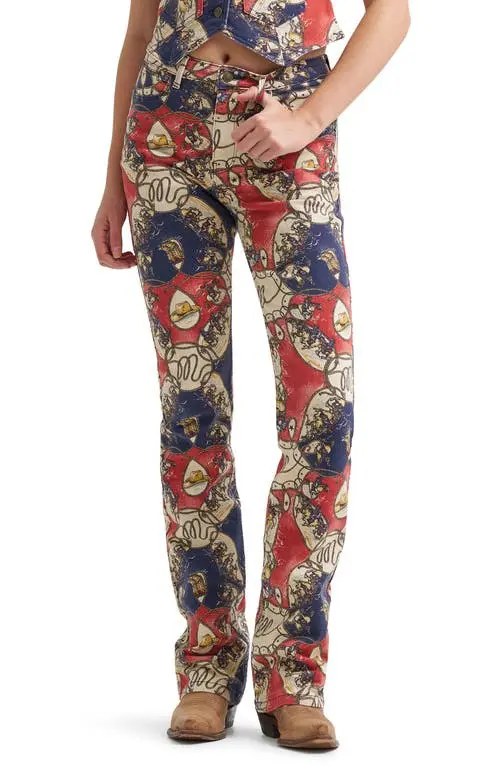 Wrangler Rodeo Print High Waist Bootcut Jeans - Rodeo Roundup