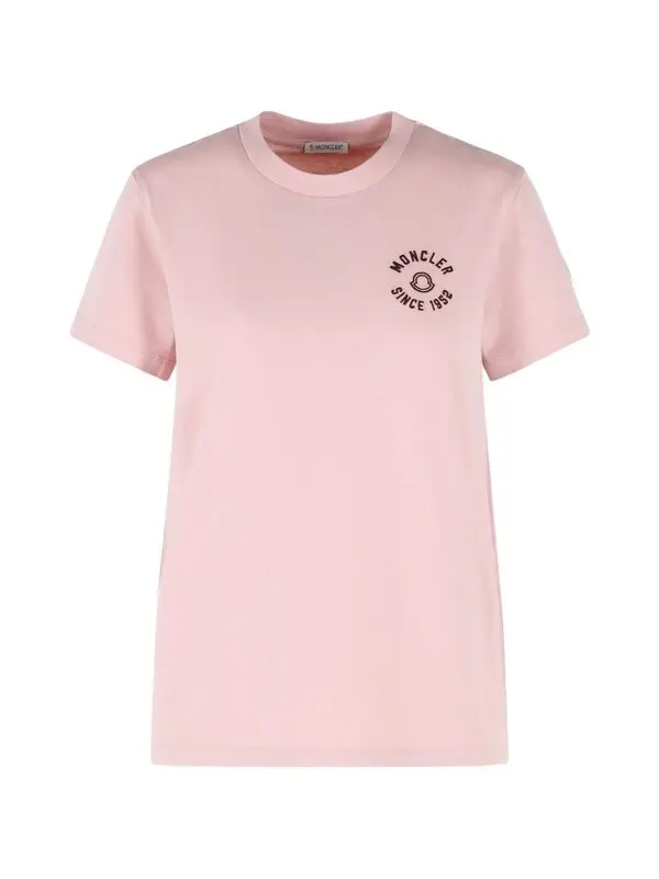 Moncler Logo Cotton T-shirt - Pink