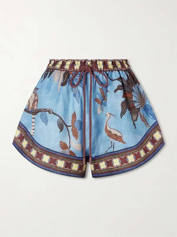 ALEMAIS Georgie Printed Linen Shorts
