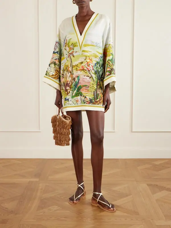 ALEMAIS Jungle Boogie Printed Linen Mini Dress