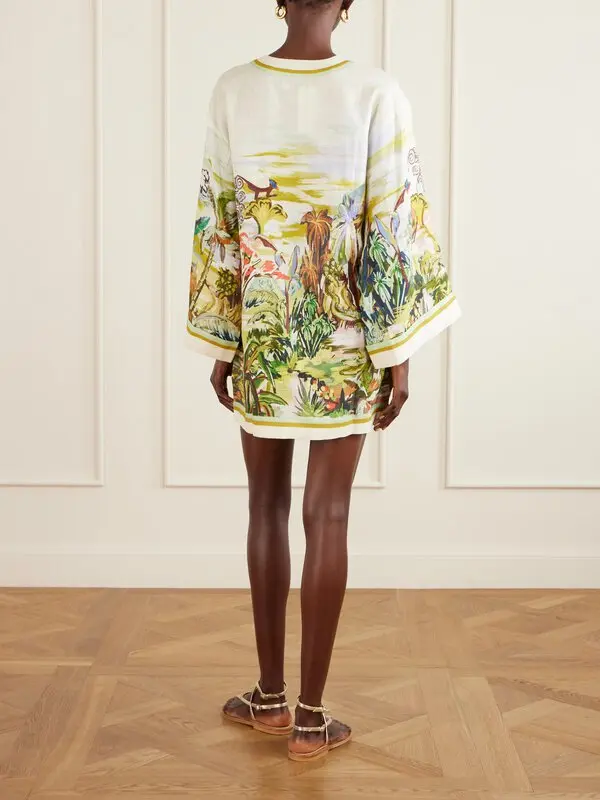 ALEMAIS Jungle Boogie Printed Linen Mini Dress