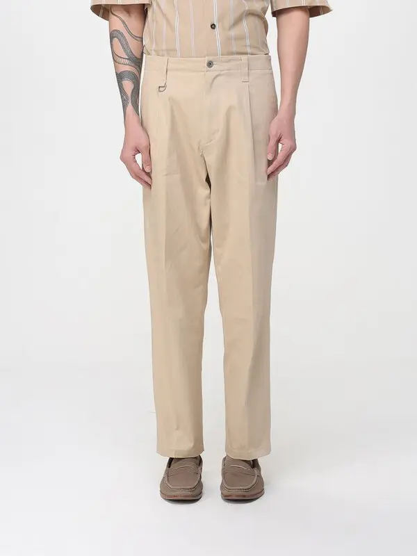 PAOLO PECORA Gabardine Wide-leg Trousers - Beige