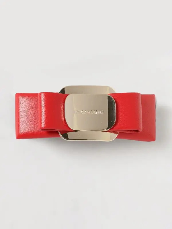 FERRAGAMO Vara Calfskin Hair Clip - Red