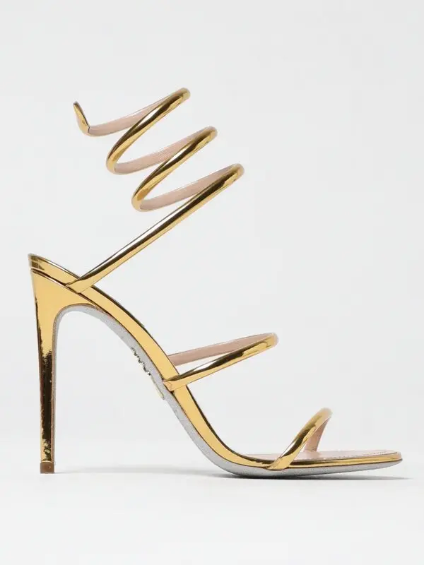 Rene Caovilla Metallic Spiral Heeled Sandals - Gold