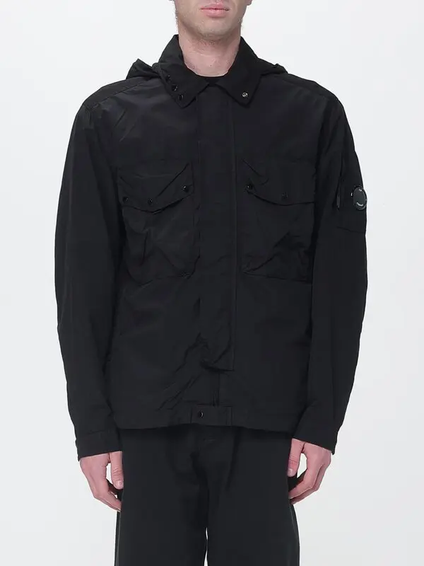C.P. COMPANY Technical Fabric Windbreaker With Hooded Design - Black