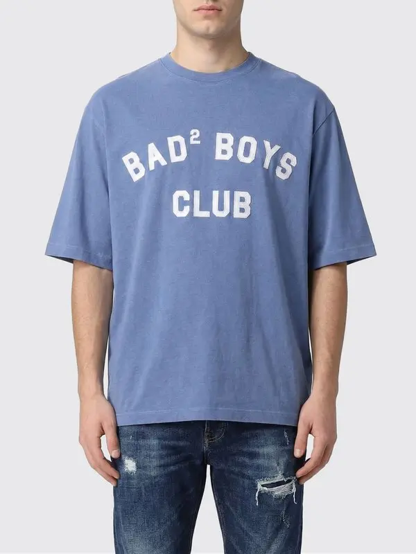 Dsquared2 Cotton Crew Neck T-shirt With Slogan - Blue