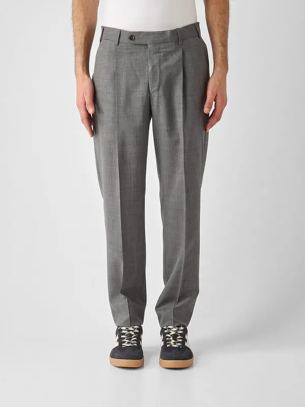 PT TORINO Virgin Wool Tailored Trousers - Grey 1