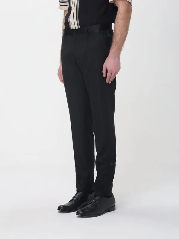 Dolce & Gabbana Silk Blend Pinstriped Tailored Trousers