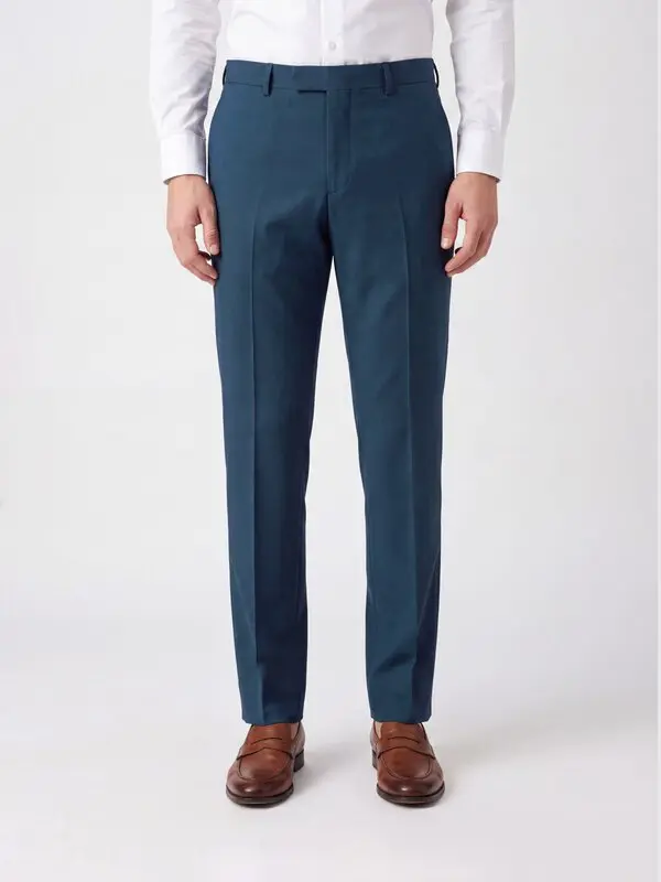FERRAGAMO Tailored Cotton And Cashmere Trousers - Blue