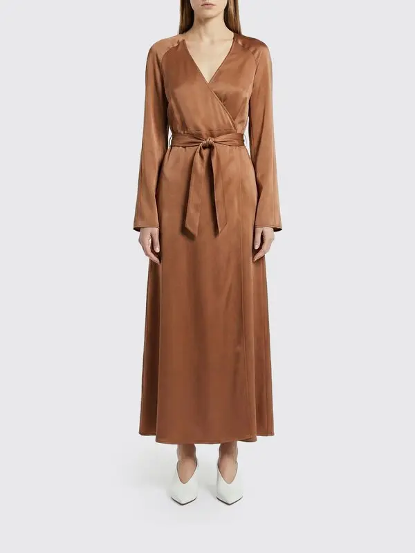 Fabiana Filippi Wrap Midi Dress In Viscose Blend - Beige