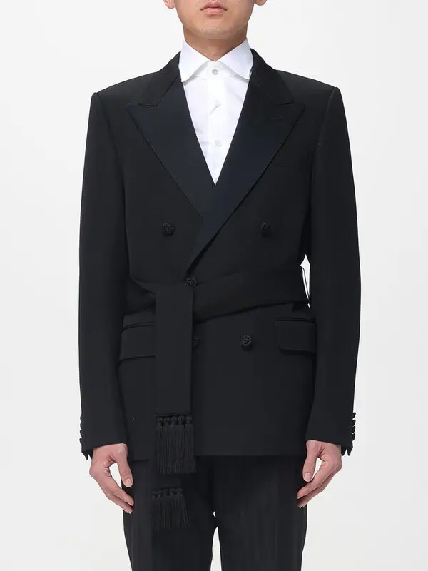 Valentino Garavani Double Breasted Jacket With Tassel Detail - Black