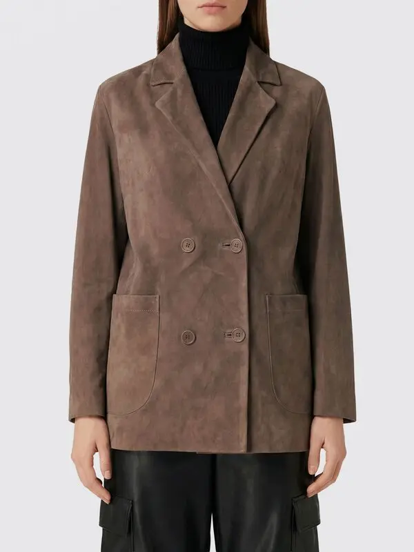 SALVATORE SANTORO Double-breasted Suede Blazer