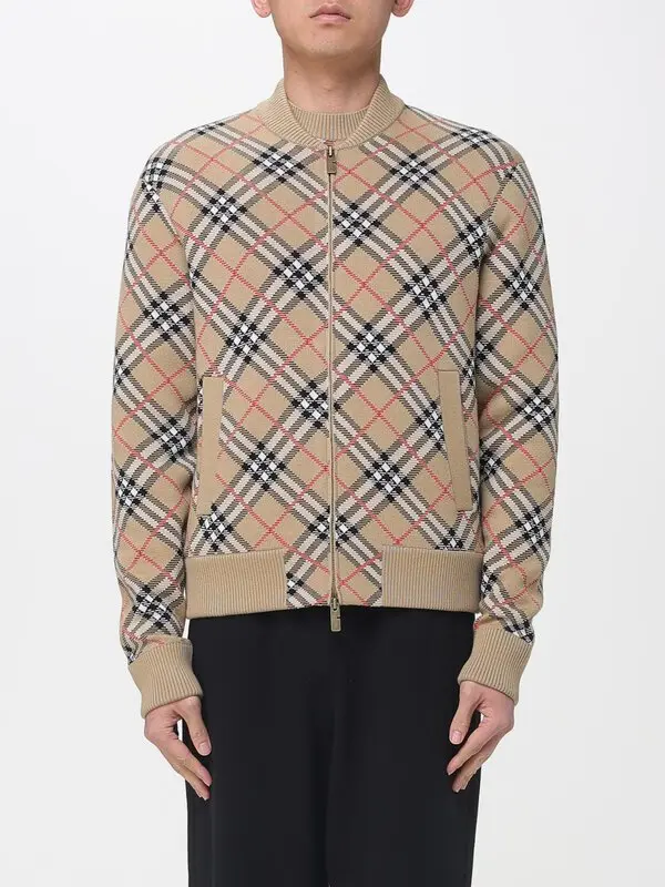 Burberry Cotton Blend Cardigan With Vintage Check Motif