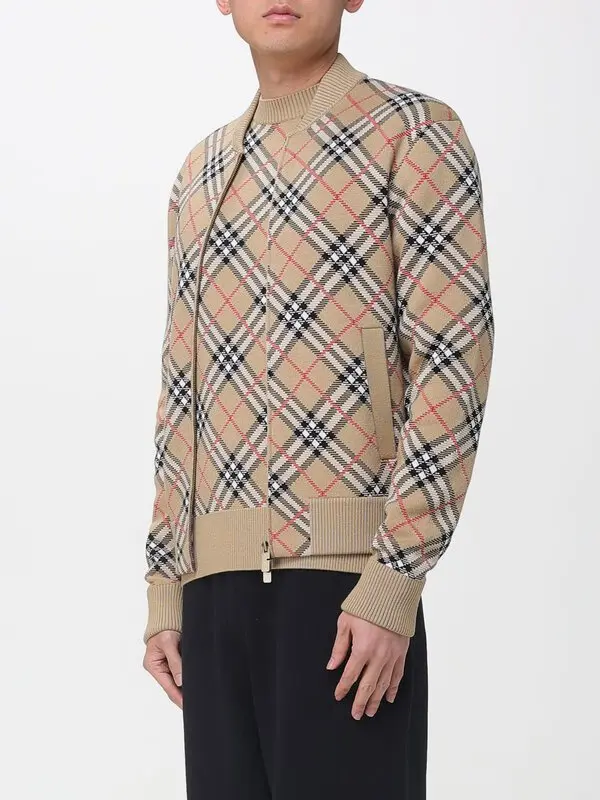 Burberry Cotton Blend Cardigan With Vintage Check Motif
