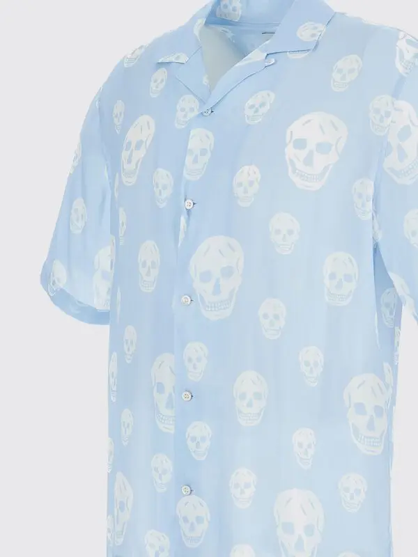 Alexander McQueen Viscose Skull Shirt - Gnawed Blue