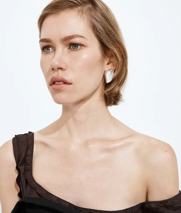 Bottega Veneta Small Prisma Earrings - Silver
