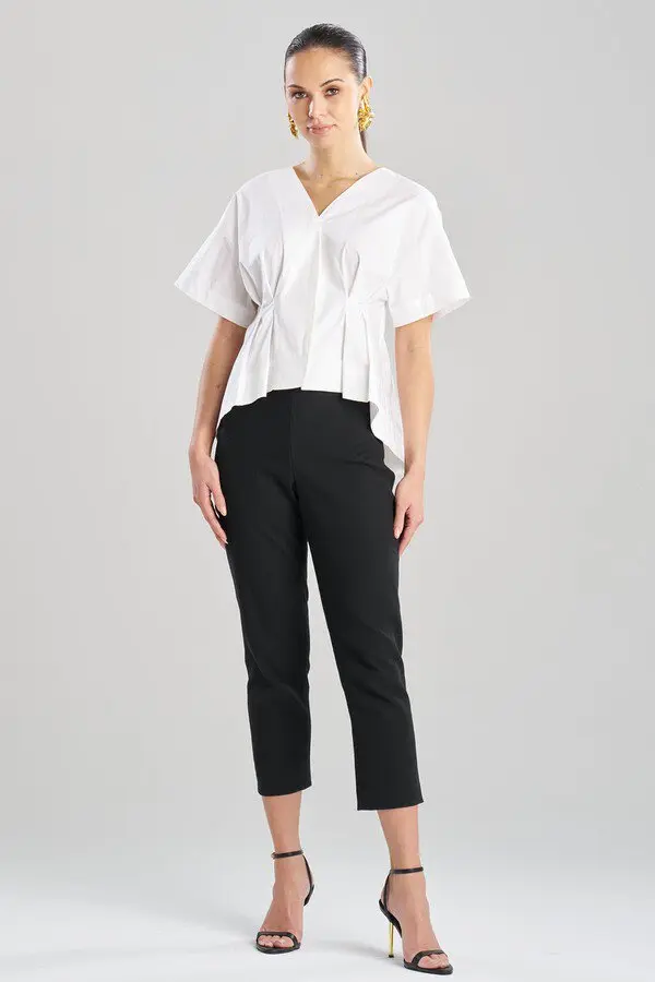 Natori Cotton Poplin Pleated Cocoon Shirt