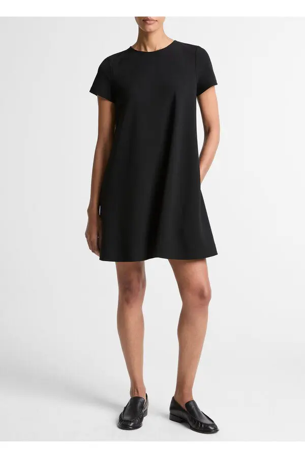 Vince Bias Short-sleeve Dress - Black
