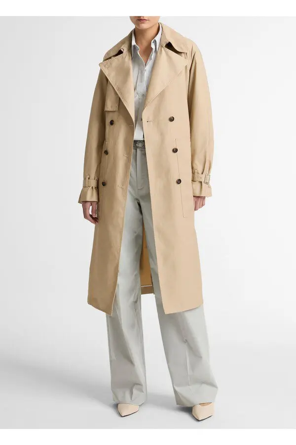 Vince Fine Cotton-blend Twill Trench Coat - Natural