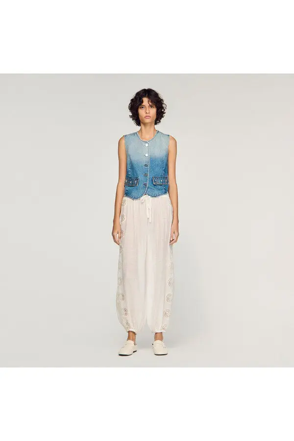 Sandro Crinkled Wide-leg Trousers