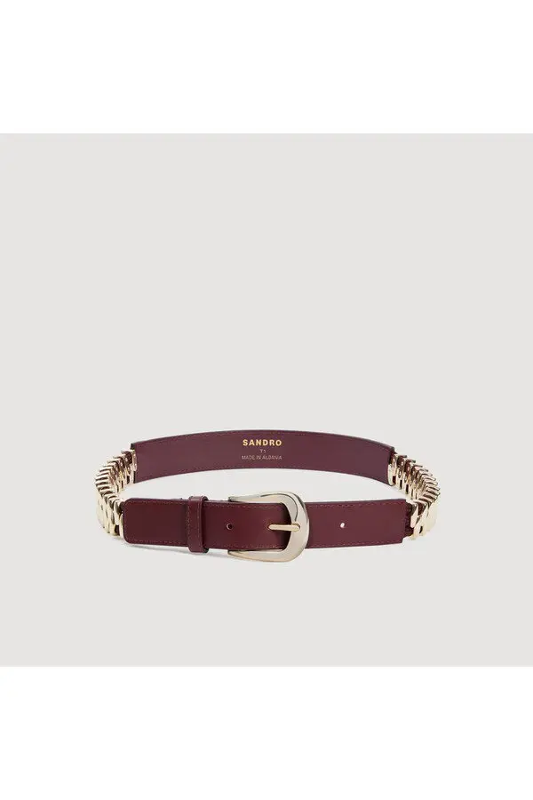 Sandro Leather And Metal Belt - Natural