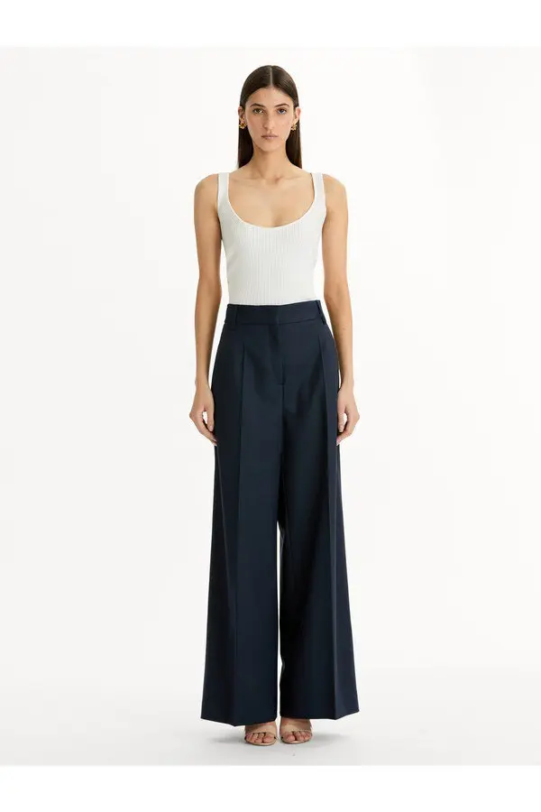 Oscar De La Renta Wide-leg Wool-blend Trousers - Red