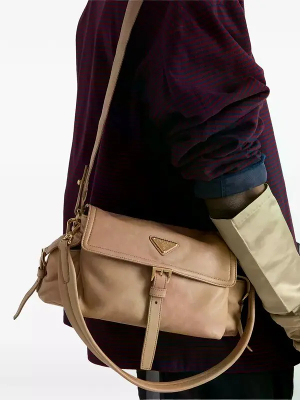Prada Explore Medium Nappa Leather Shoulder Bag - Neutrals