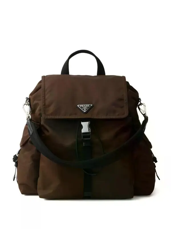 Prada Re-nylon And Leather Backpack - Brown
