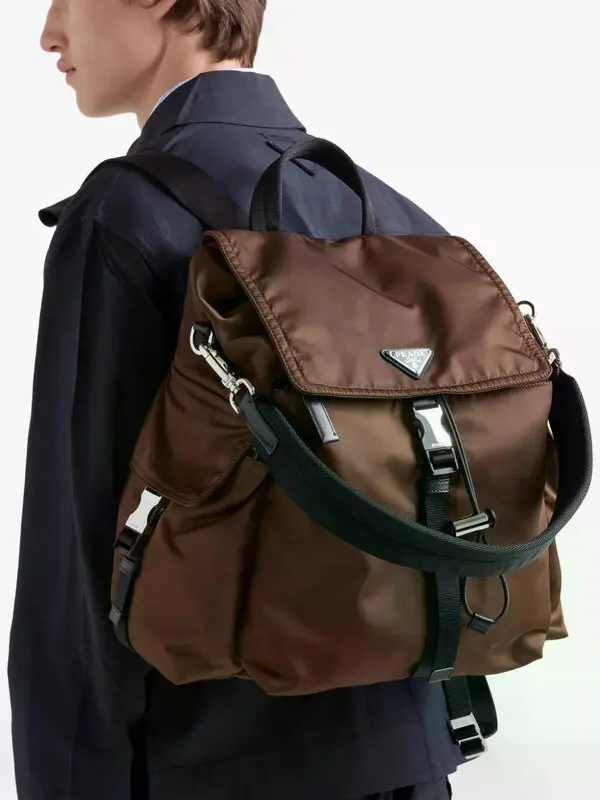 Prada Re-nylon And Leather Backpack - Brown