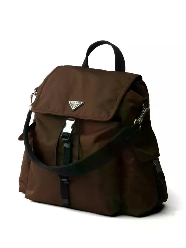 Prada Re-nylon And Leather Backpack - Brown