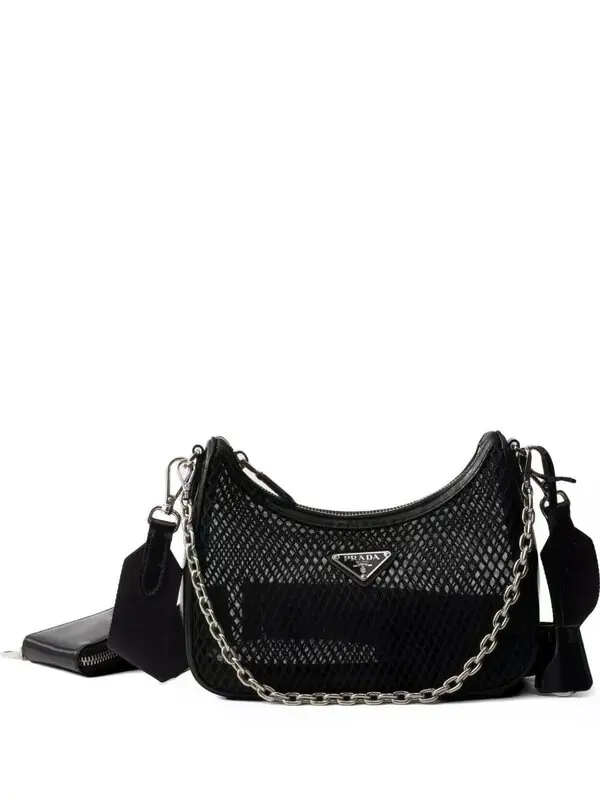 Prada Re-edition 2005 Mesh And Brushed Leather Bag
