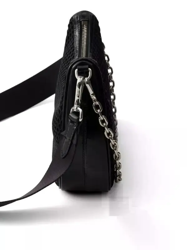 Prada Re-edition 2005 Mesh And Brushed Leather Bag