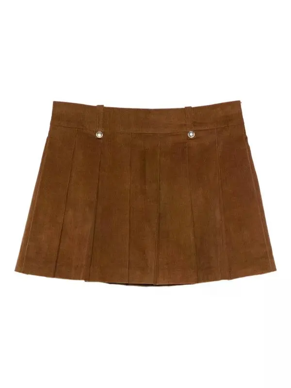 Maje Corduroy Pleated Mini Skirt - Brown
