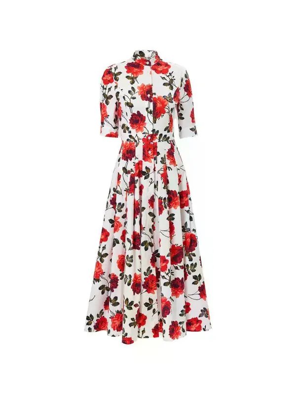 Carolina Herrera Rose-print Midi Shirt Dress - White