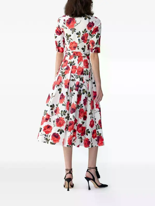 Carolina Herrera Rose-print Midi Shirt Dress - White