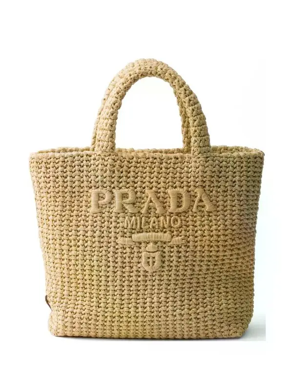 Prada Small Crochet Tote Bag - Neutrals