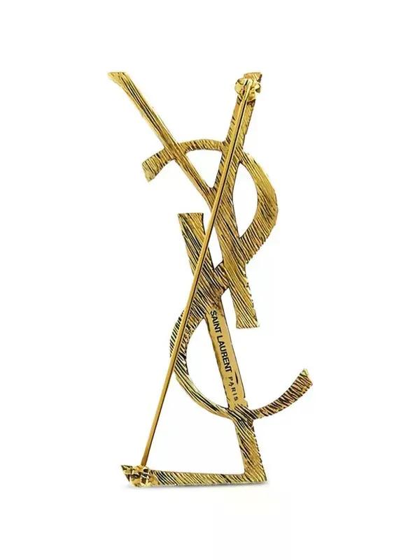 Saint Laurent Textured Logo Brooch