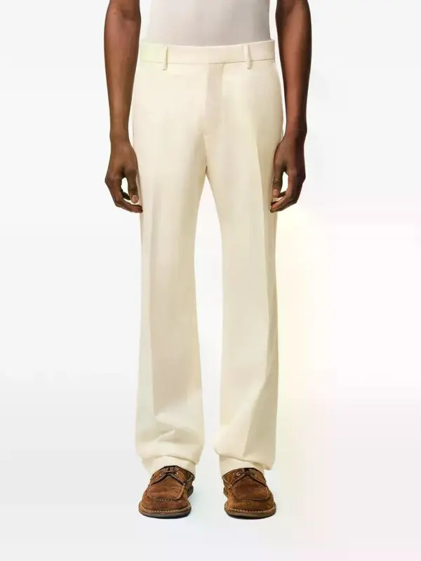 AMI Paris Wool Straight Trousers - Neutrals