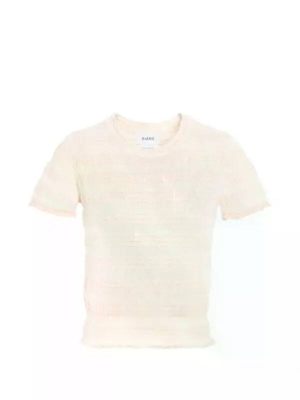 BARRIE Striped Top In Embossed Knit - Neutrals