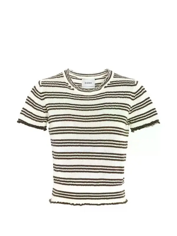 BARRIE Striped Top In Embossed Knit - Neutrals