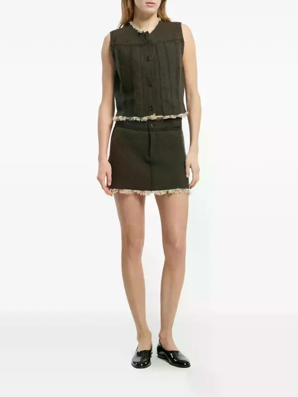 BARRIE Fringed Cashmere Vest - Green
