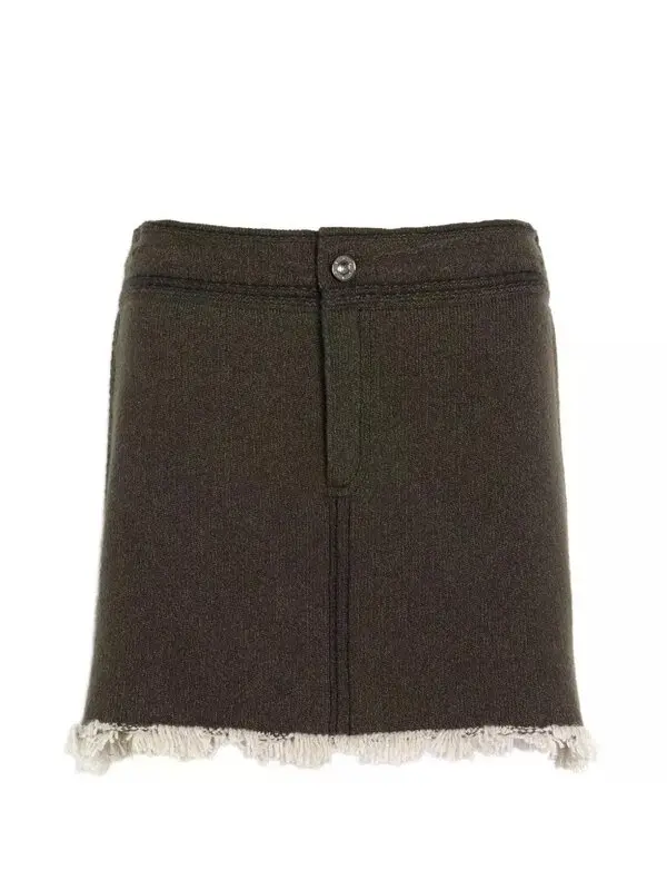 BARRIE Denim Fringed Mini Skirt - Green